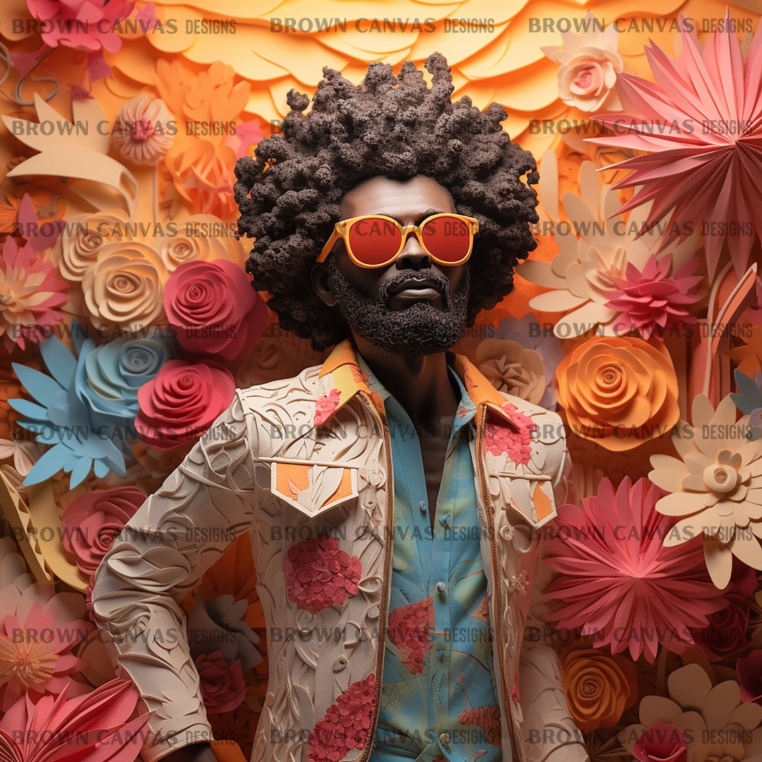 Black Dad Png, Bearded Afro Man Png, Sublimation Design, Afro Man Png ...