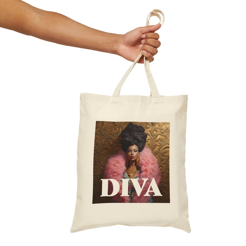 Vintage Diva Tote Bag With Elegant Black Woman Illustration | 100% ...