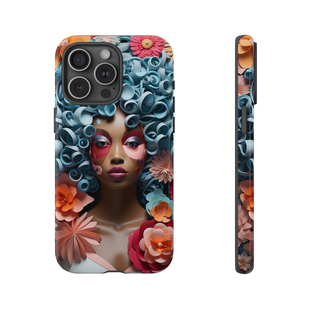 Colorful Phone Case, Curly Hair, Afro, Floral Pattern Phone Case ...