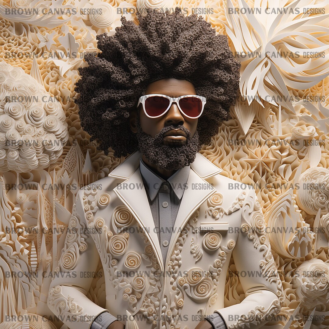 Black Bearded Afro Man Png, Sublimation Design, Man Face Png, Bearded ...