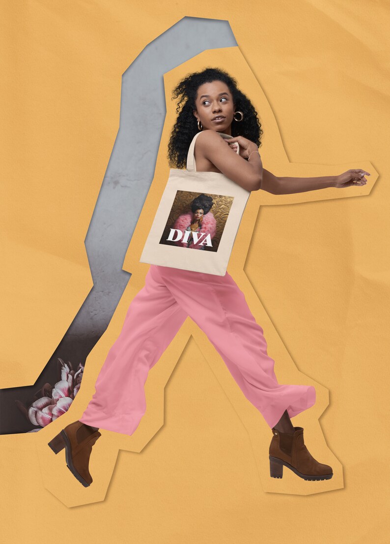Vintage Diva Tote Bag With Elegant Black Woman Illustration | 100% ...