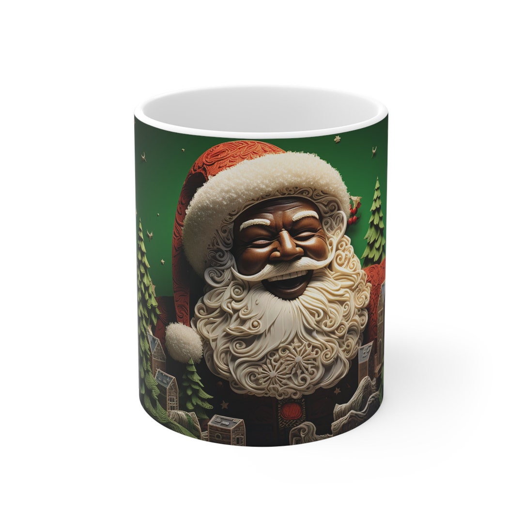 Black Santa Mug - 3d Christmas Mug - 11oz Christmas Mug - Christmas ...