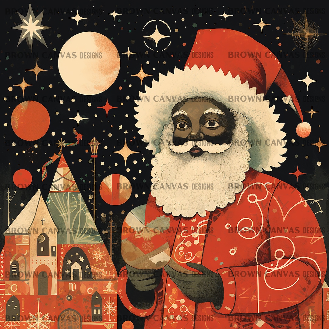 Black Santa Png, Black Santa Clipart, Black Santa Claus Art, Abstract ...