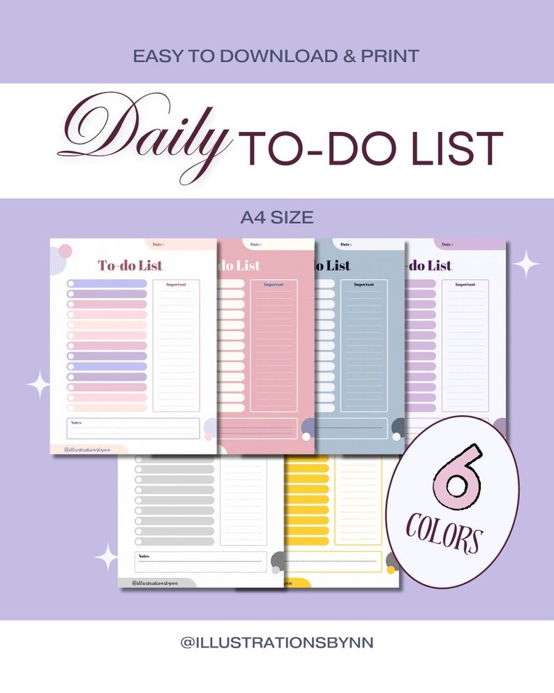 To-do List Available in 6 Colors Plan Your Day Daily Planner Stay ...