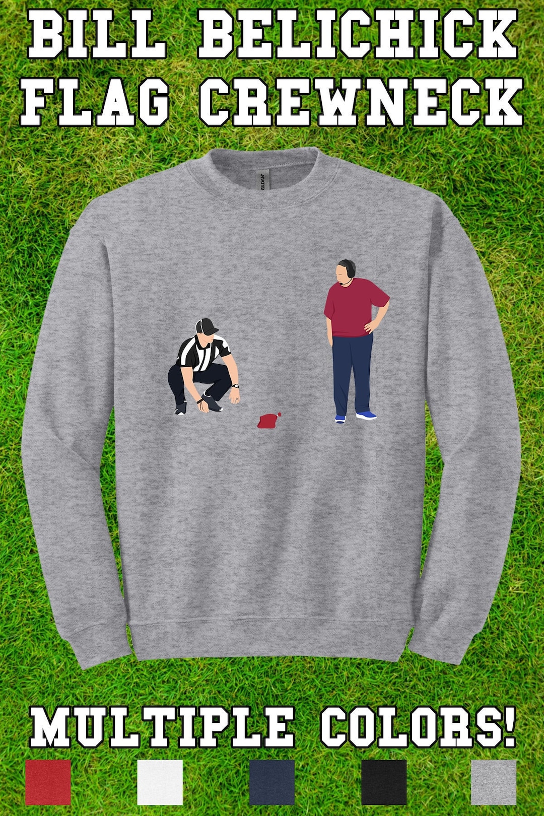Bill Belichick Football Challenge Flag Crewneck Sweatshirt - Etsy