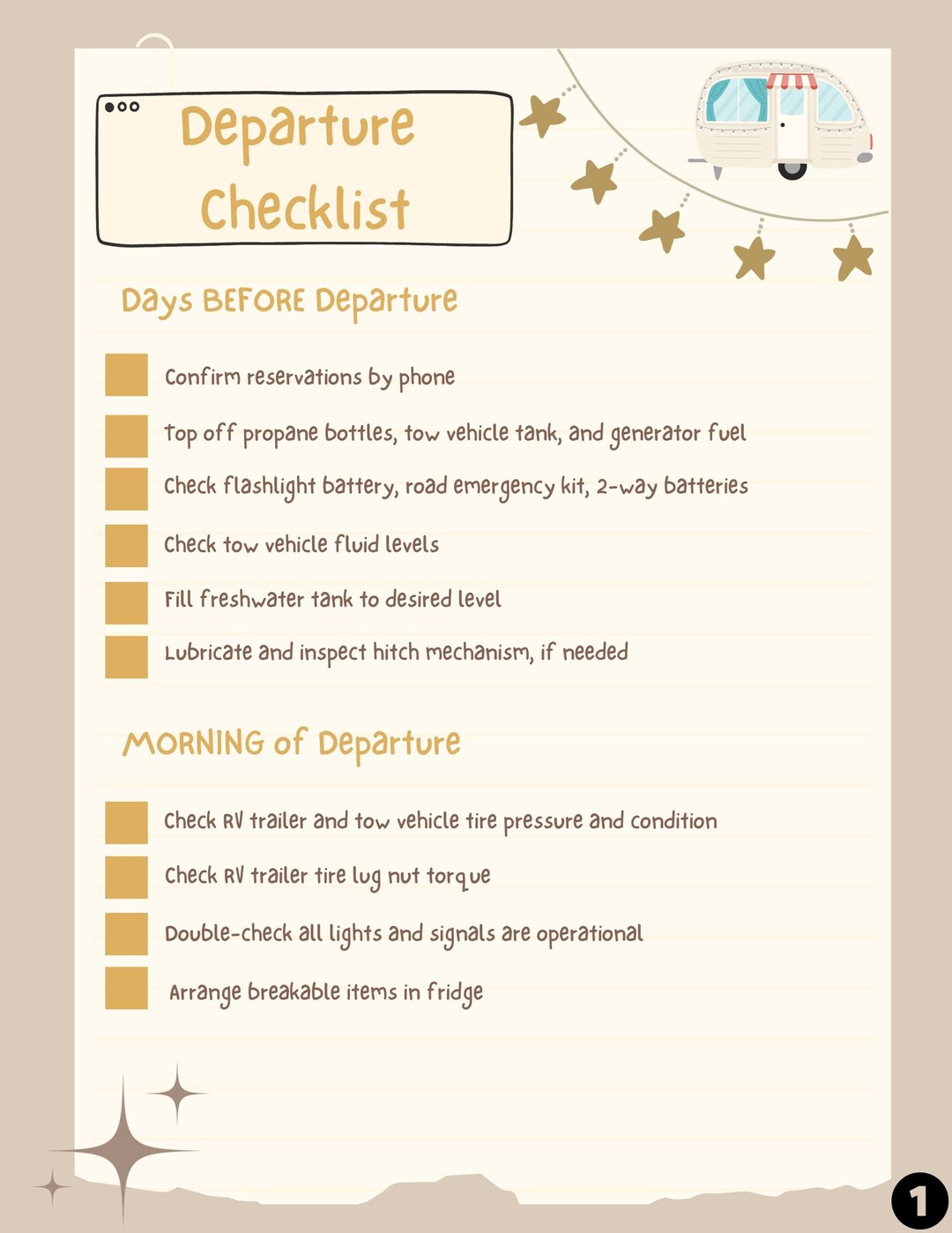 Lets Go Camping Set-up and Breakdown Checklist for Travel Trailers - Etsy