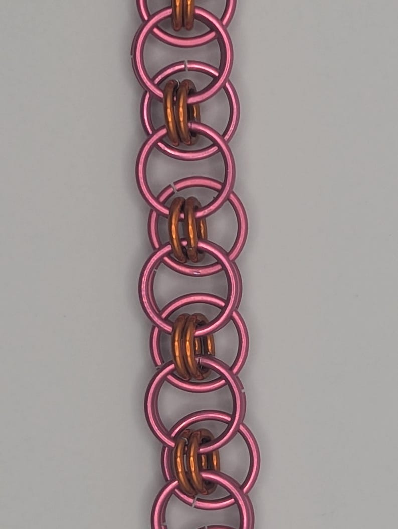 Pink Helm Weave Chain Mail Bracelet - Etsy