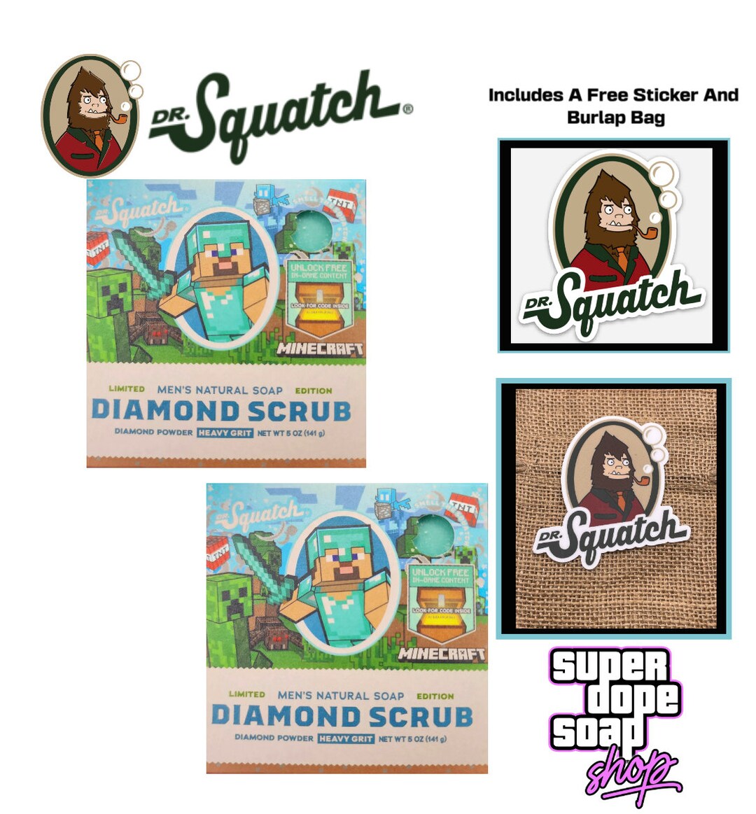 2 Brand New! Dr. Squatch DIAMOND SCRUB Minecraft Limited Edition Soap ...