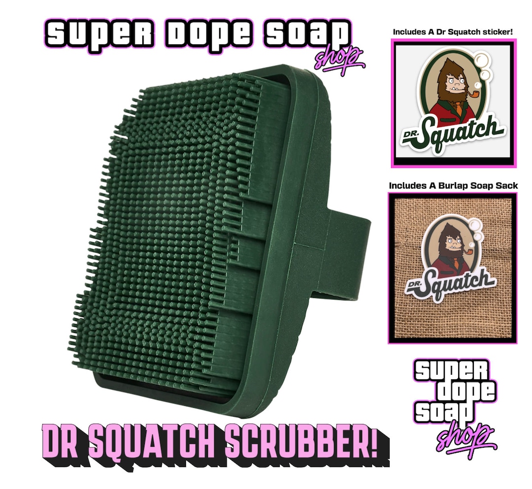 New Dr. Squatch BODY SCRUBBER With Mini Bar, Burlap Bag and Dr Squatch Sticker - Etsy