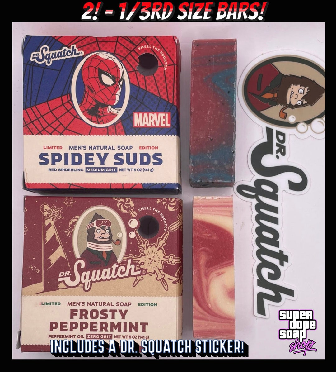 New Dr Squatch Spidey Suds and Frosty Peppermint 1/3 Size - Etsy