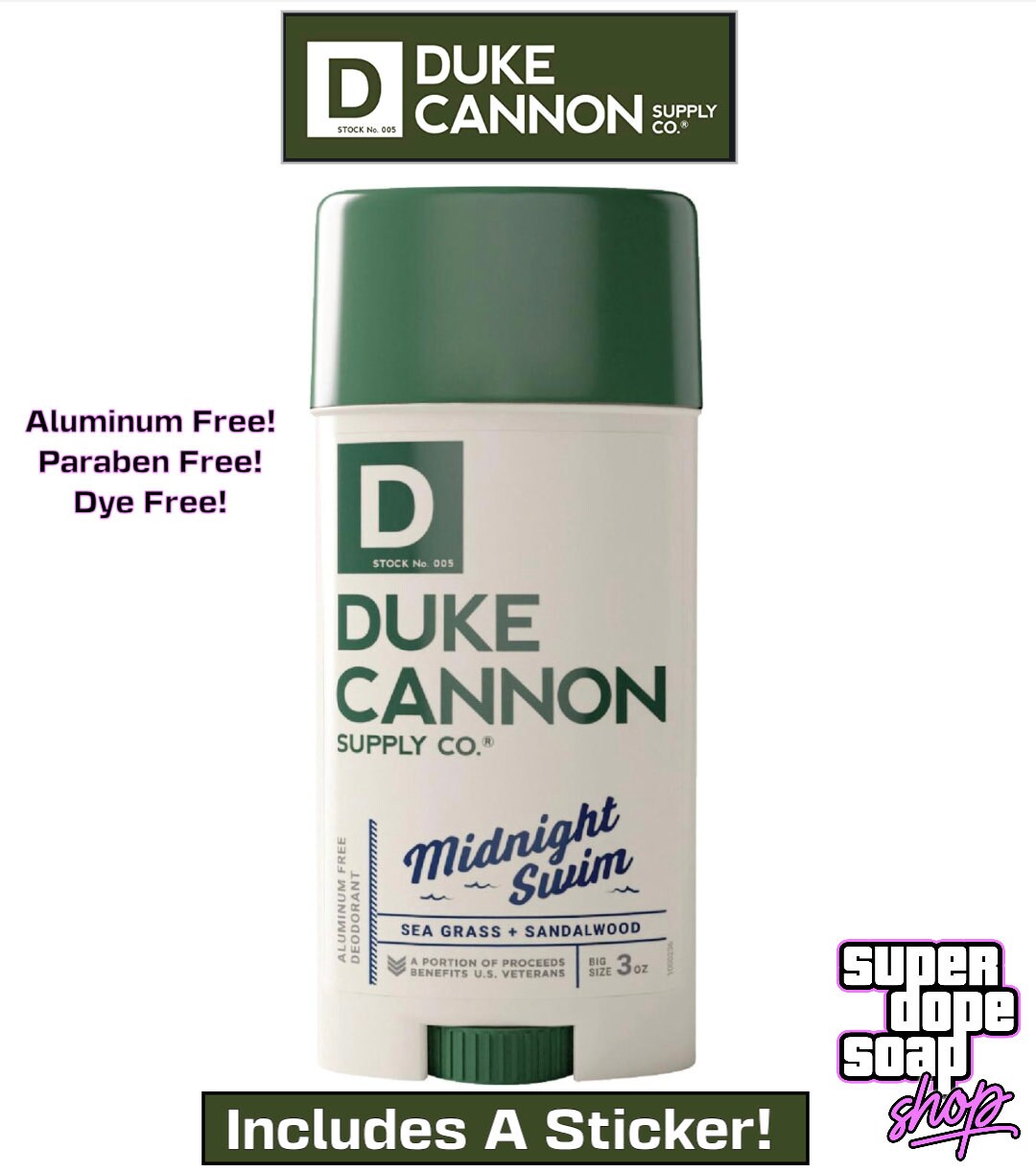 New Duke Cannon MIDNIGHT SWIM Men's Premium Deodorant 3oz Includes Free ...