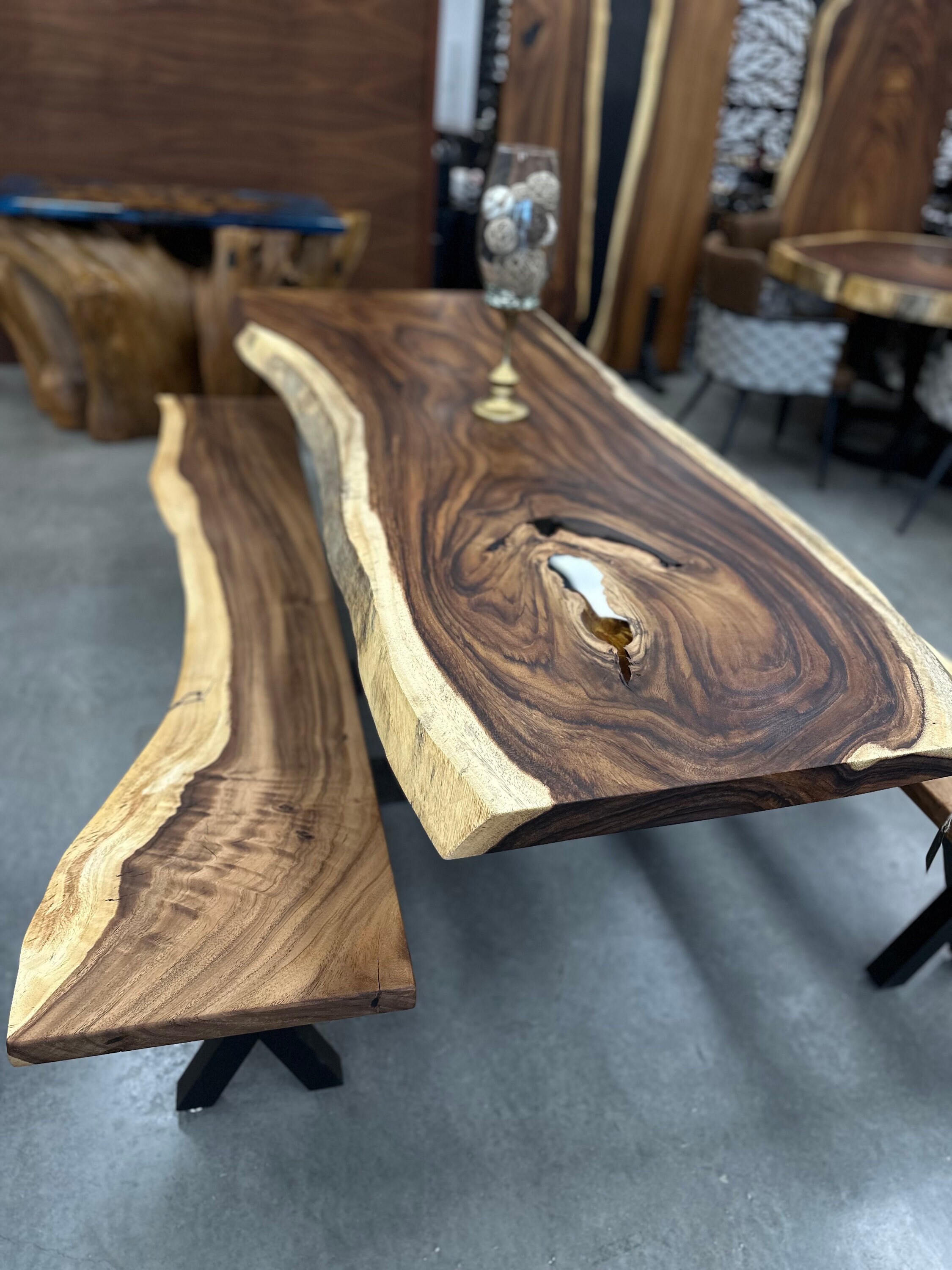 Costa Rican Monkeypod Dining Table Set - Etsy