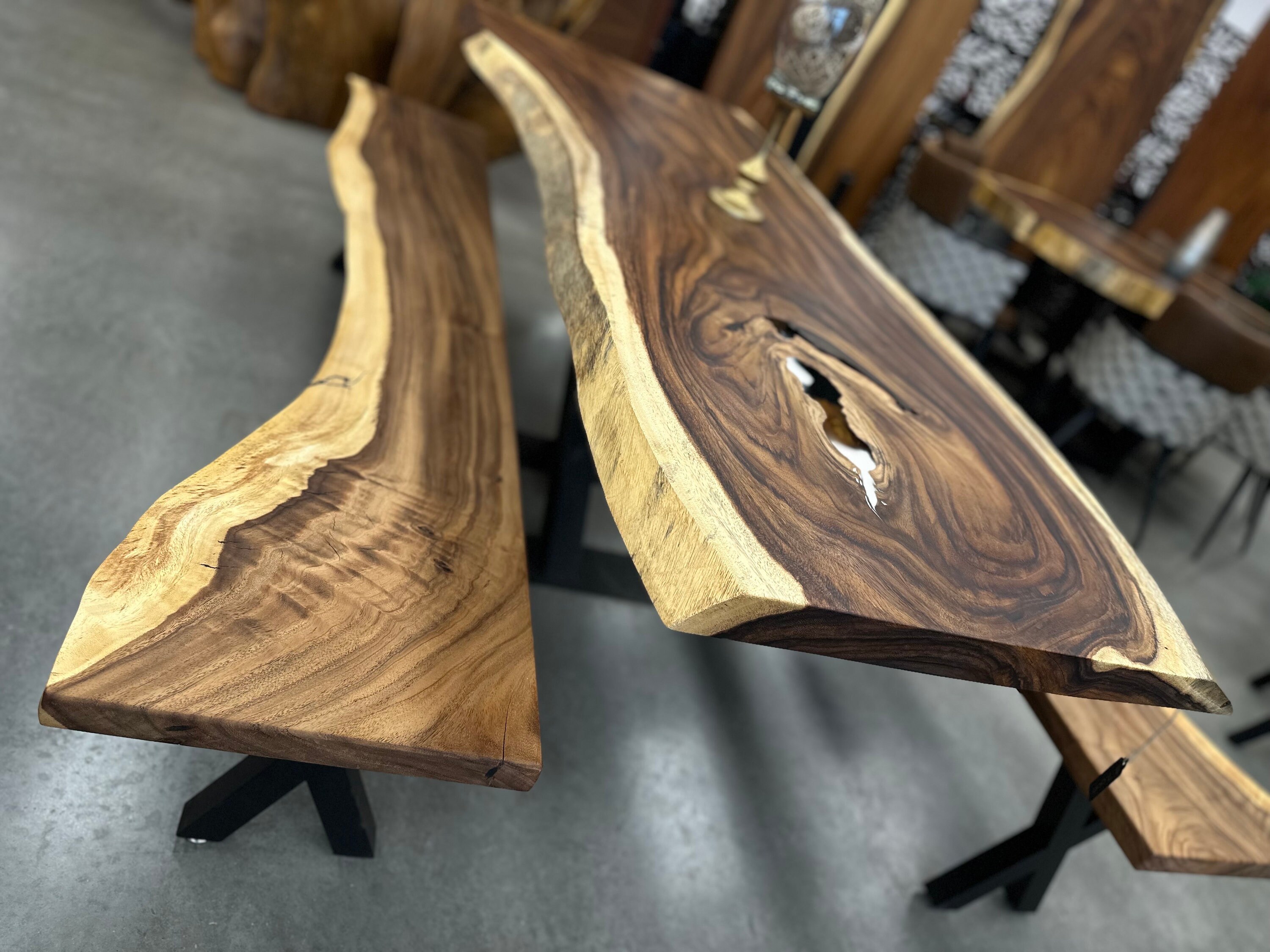 Costa Rican Monkeypod Dining Table Set - Etsy