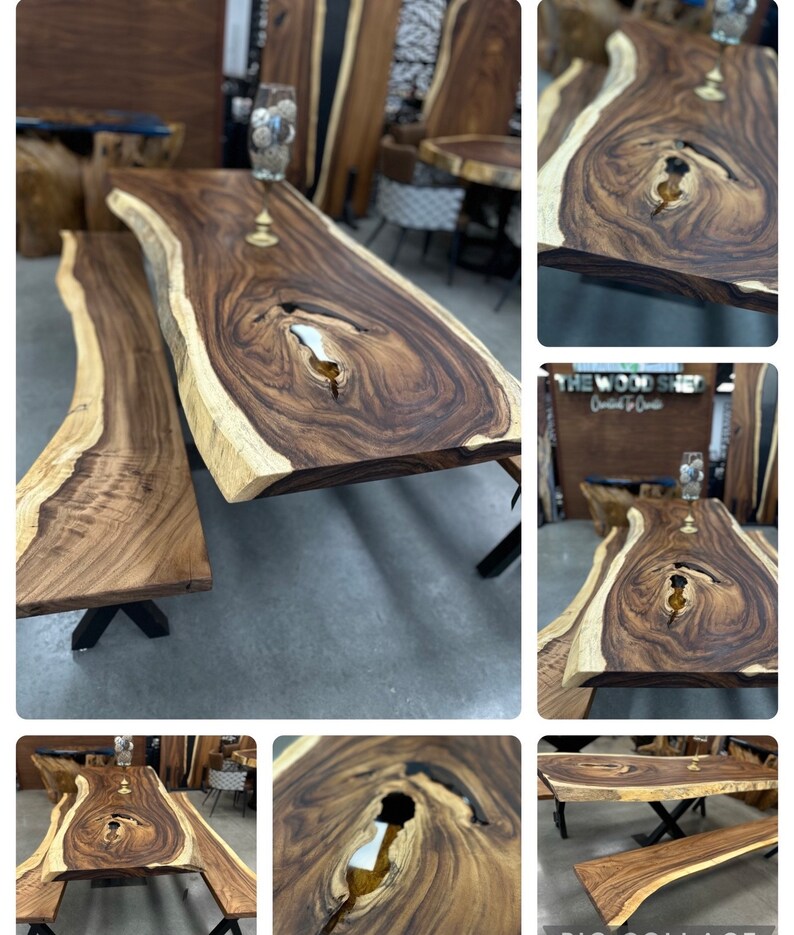 Costa Rican Monkeypod Dining Table Set - Etsy