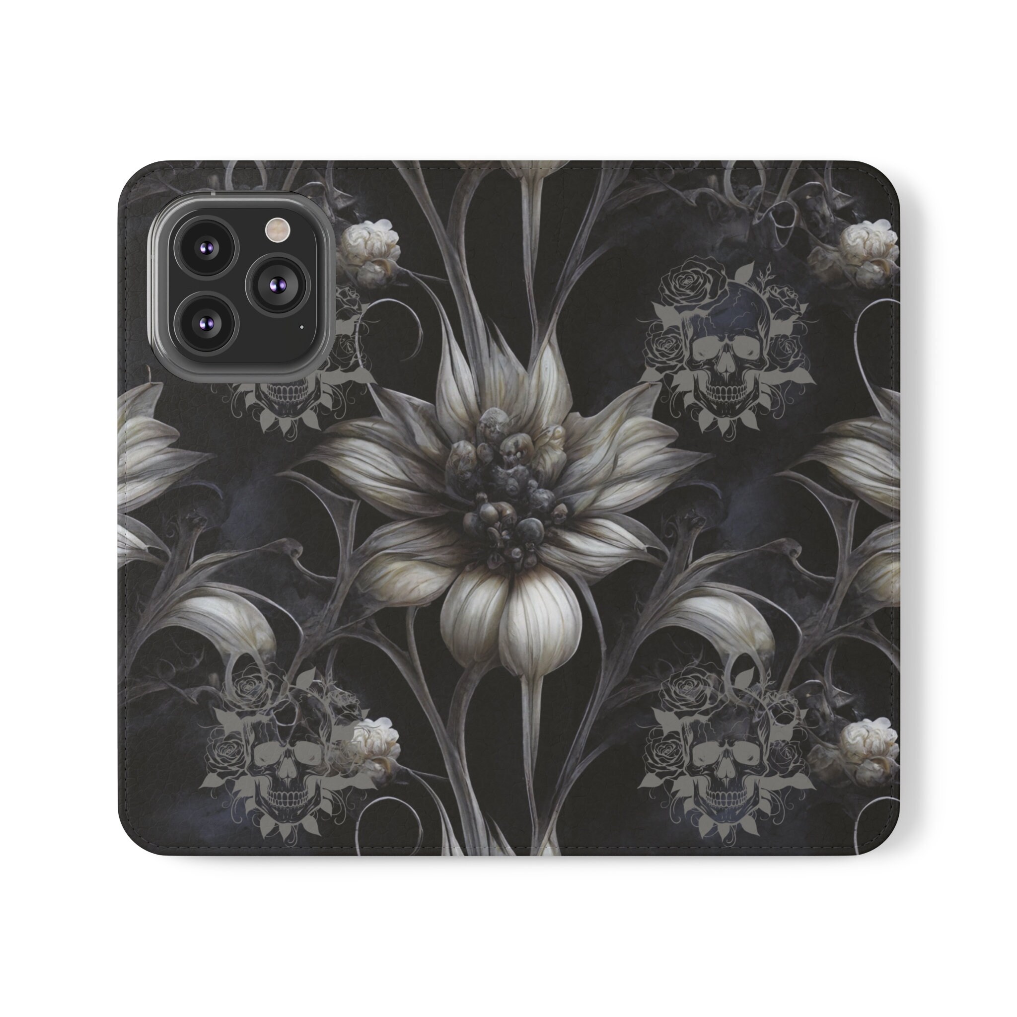 Goth Botanical Flip Wallet Case for iPhone and Samsung Galaxy Phones ...