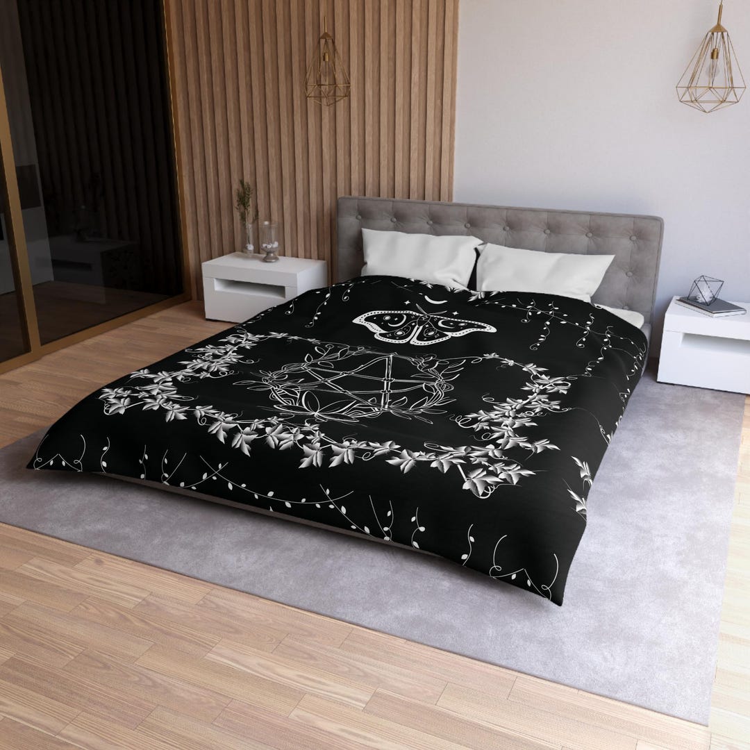 Gothic Moth and Pentagram Duvet Cover - Stylish Moth & Pentagram ...