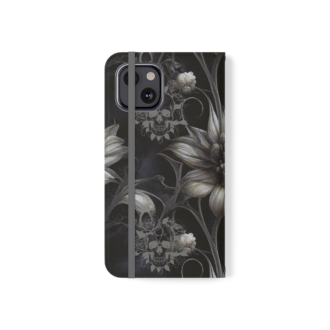 Goth Botanical Flip Wallet Case for iPhone and Samsung Galaxy Phones ...