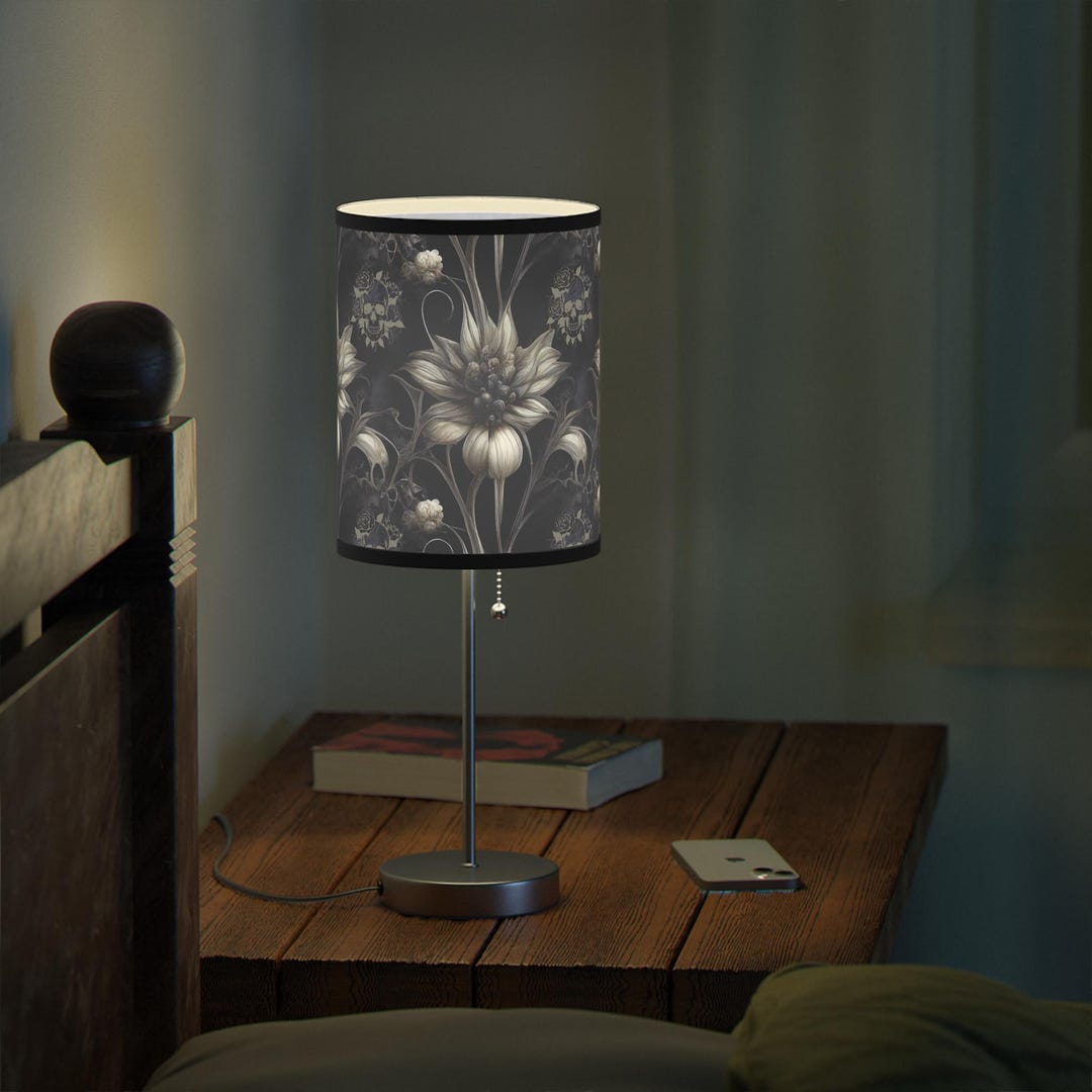 Goth Botanical Desk Lamp - Skull & Floral Witchy Decor - Etsy