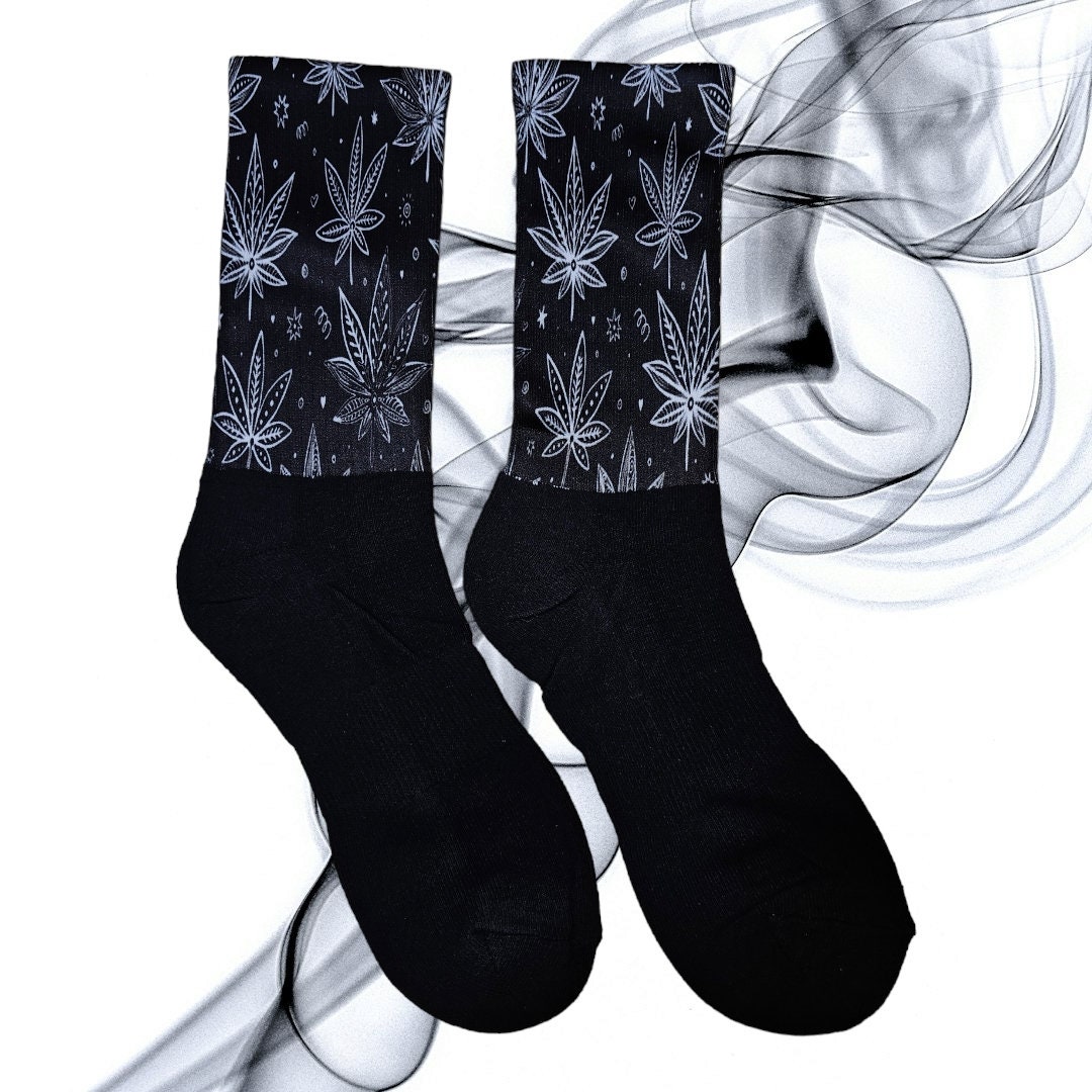 420 Leaf Pattern Sublimation Printed Athletic Socks Size Small-xl - Etsy