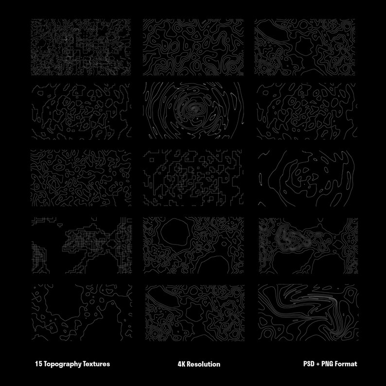 Topography Line Textures (4K, PNG, PSD) - Etsy