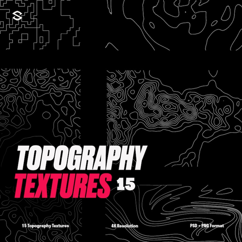 Topography Line Textures (4K, PNG, PSD) - Etsy