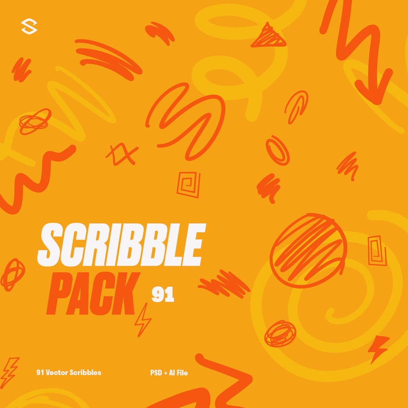 Vector Scribble Pack (91 Vector Doodles, PSD + AI) - Etsy