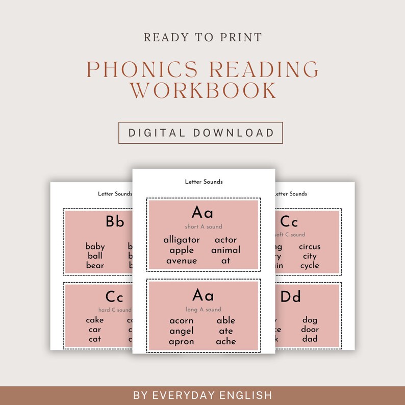 Phonics Reading Workbook - Etsy