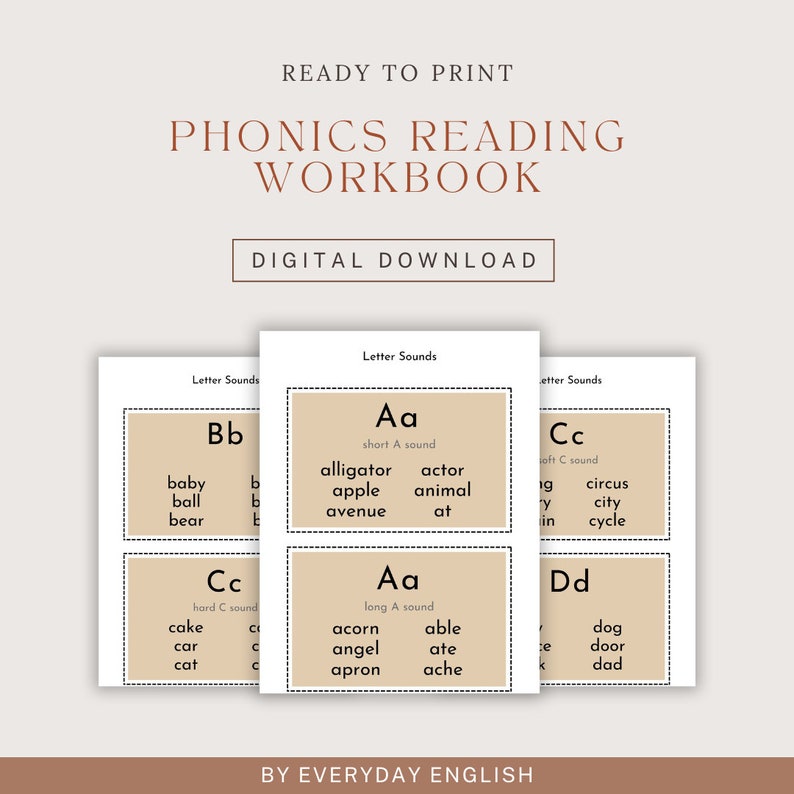 Phonics Reading Workbook - Etsy