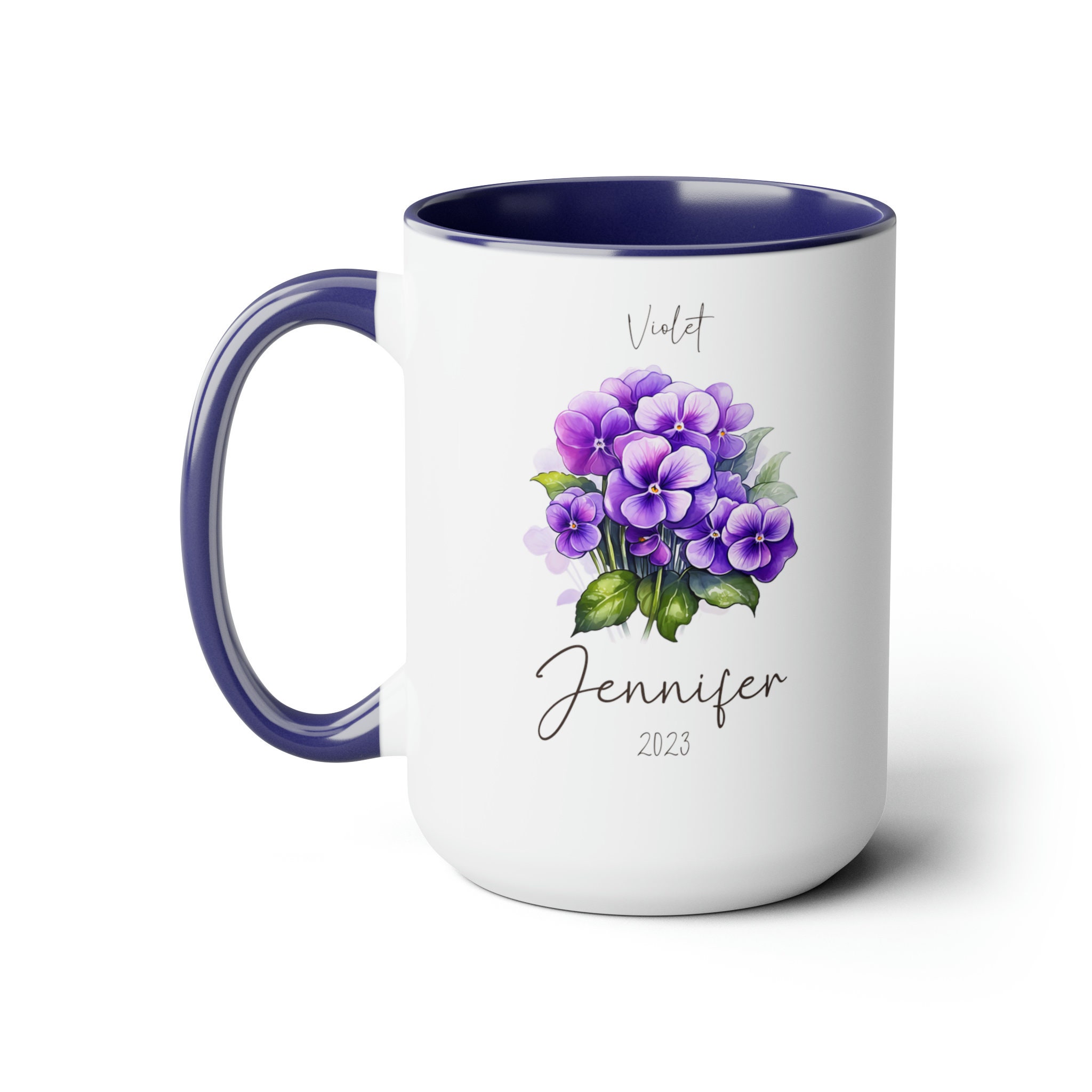 Personalized Birth Flower Mug White - Etsy