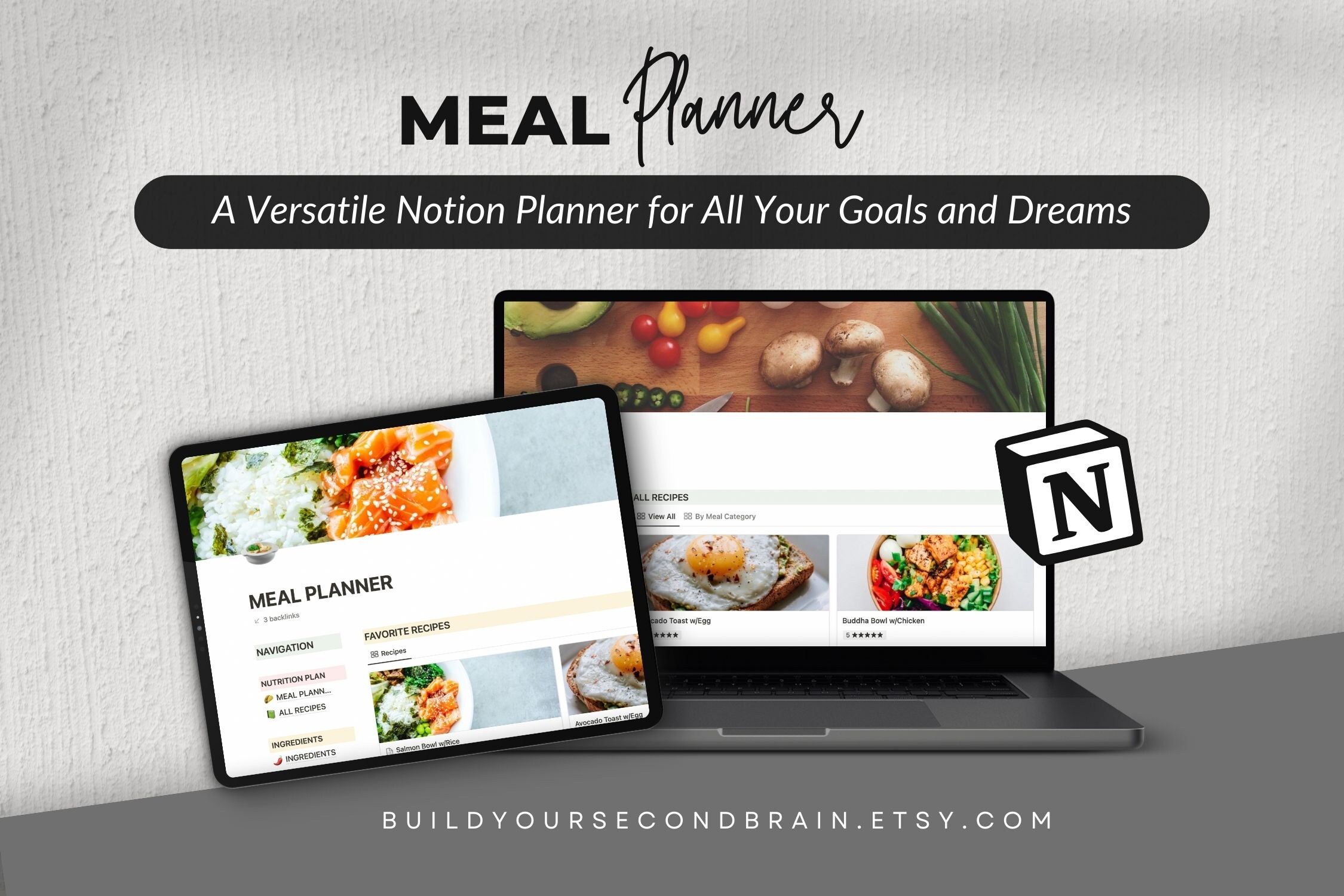 Notion Meal Planner Template-digital Meal Plan-notion Grocery - Etsy