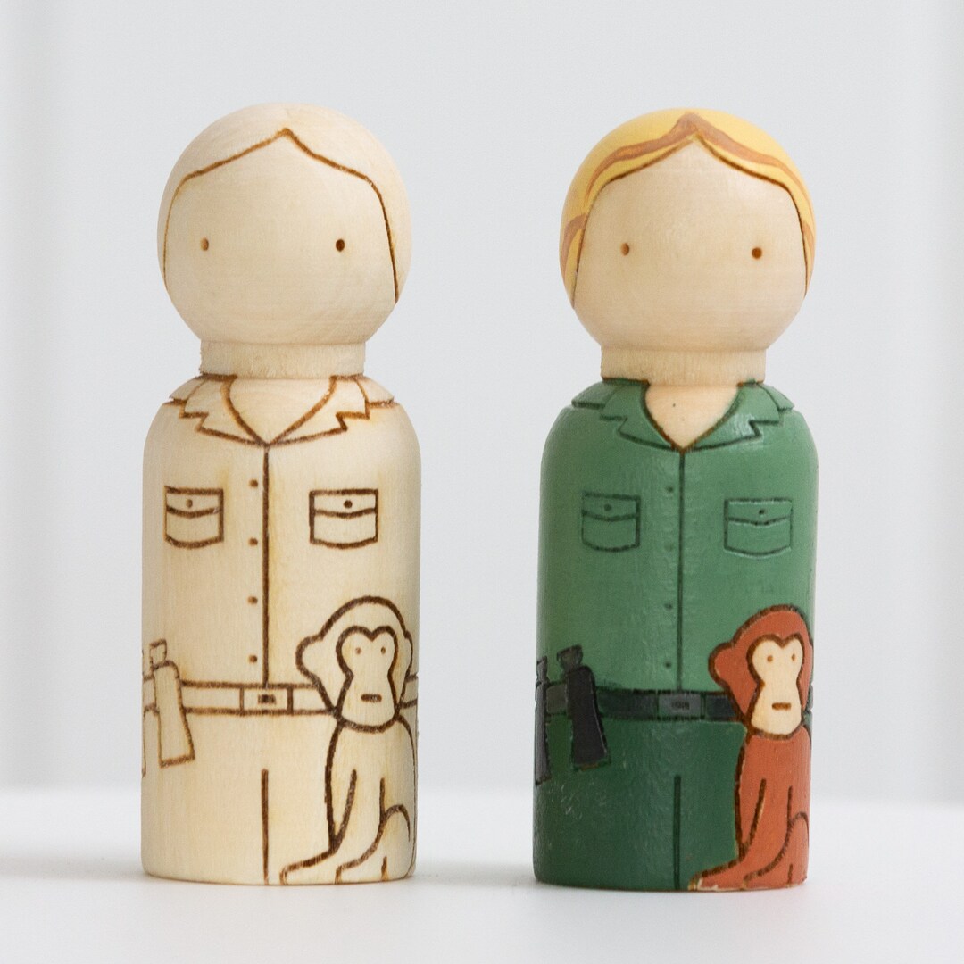 Jane Goodall Wooden Peg Doll Montessori Craft Kit Learning Activity ...