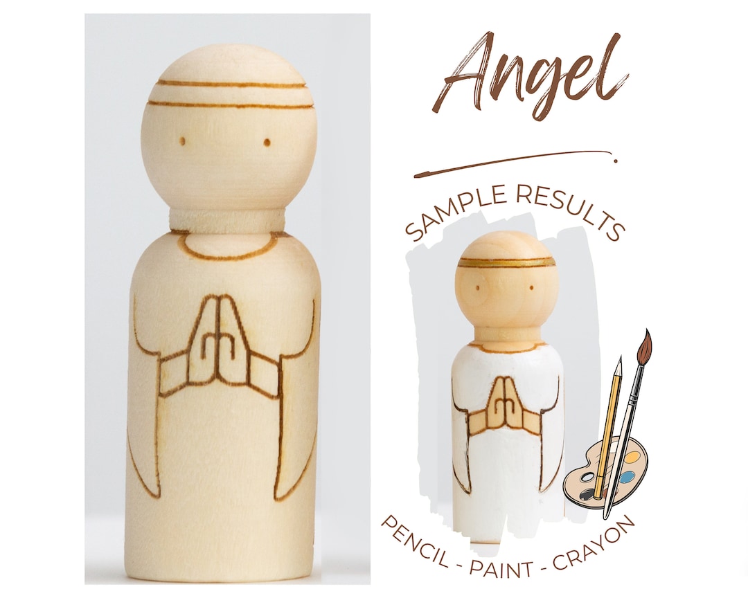 DIY Peg Doll Angel Wooden Montessori Craft Kit Learning Activity EYFS ...