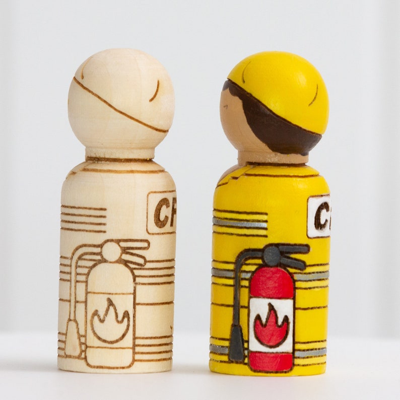 Peg Doll CFA Fire Fighter Wooden Montessori Craft Kit Learning Activity ...