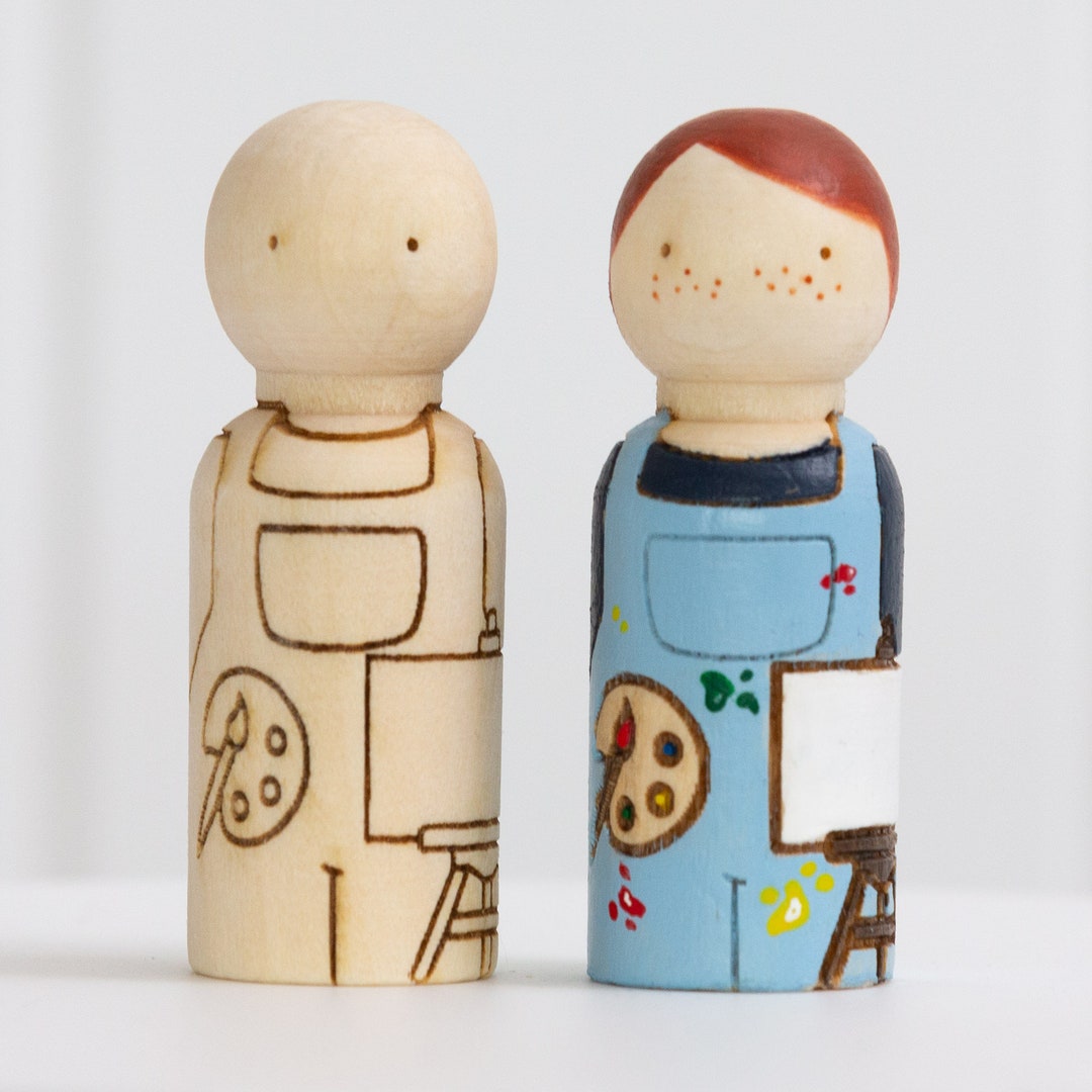 Peg Doll Artist Wooden Montessori Craft Kit Learning Activity EYFS ...