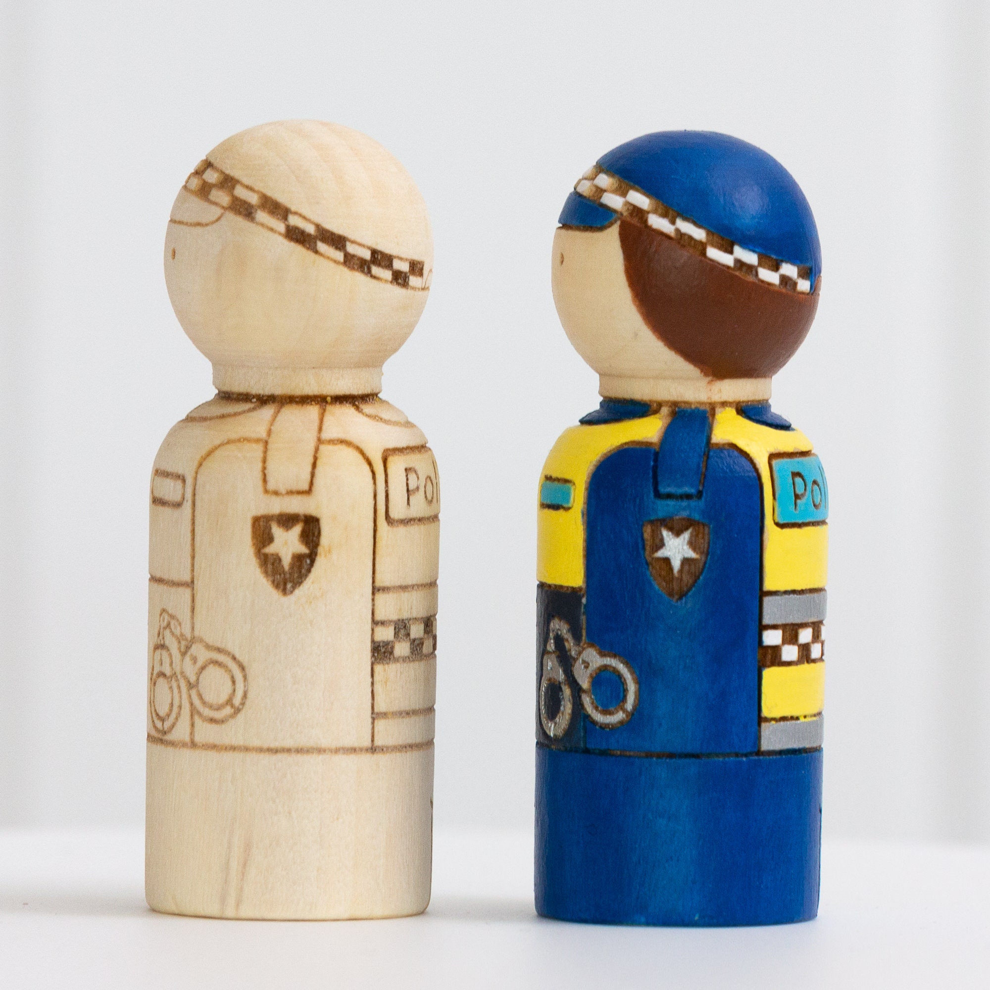 DIY Peg Doll First Responder Police Officer Wooden Montessori Craft Kit ...