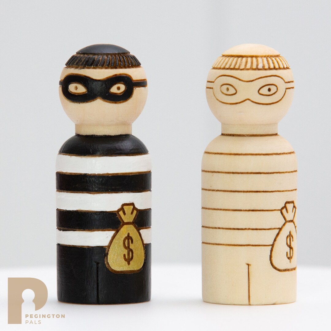 Bank Robber Wooden Peg Doll Montessori Craft Kit Learning Activity EYFS ...
