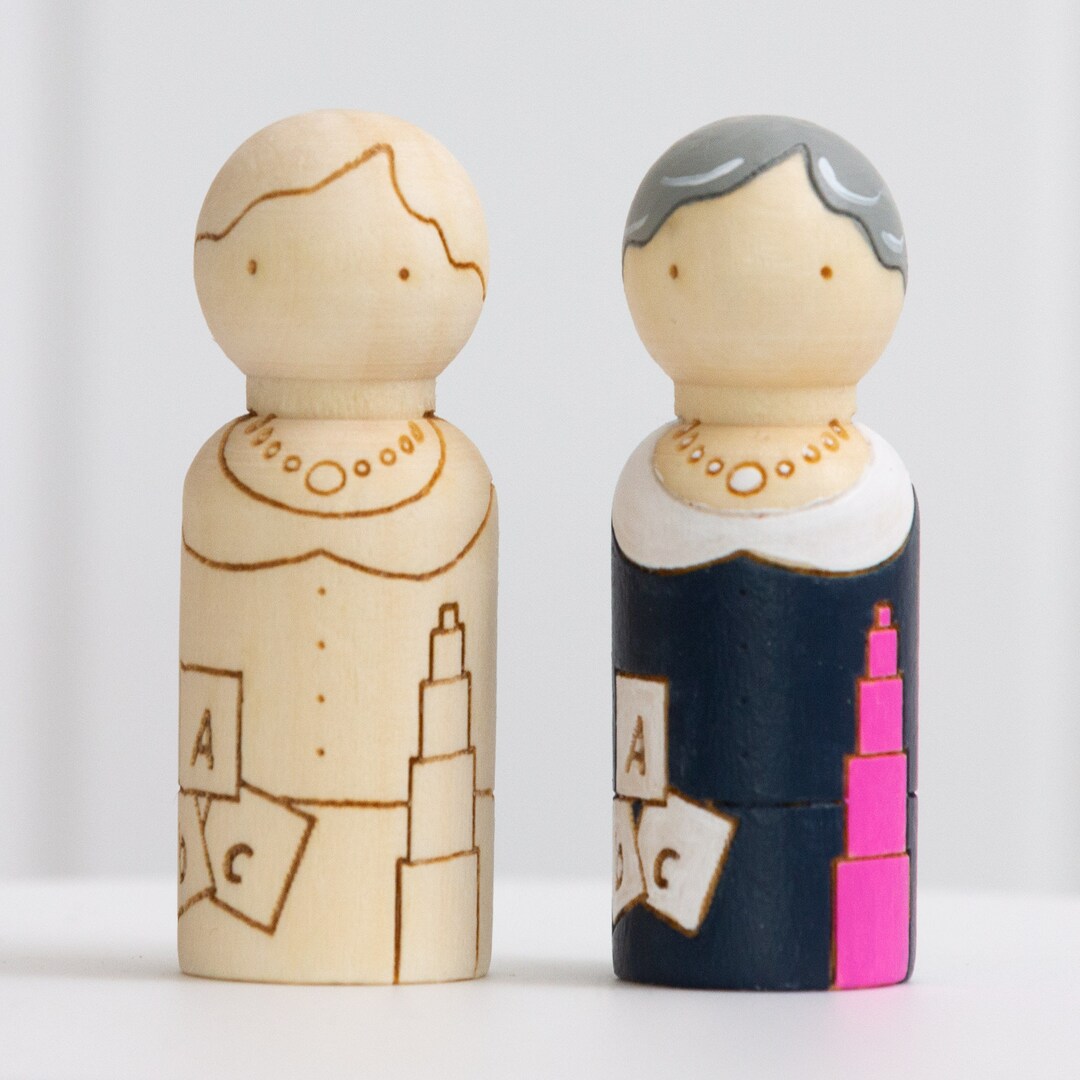 Maria Montessori Wooden Peg Doll Craft Kit Learning Activity EYFS Small ...