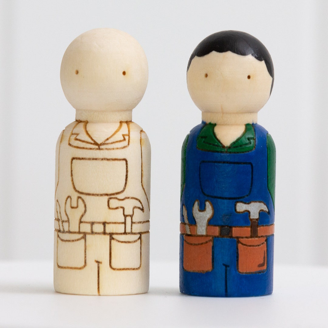 Peg Doll Construction Builder Wooden Montessori Craft Kit Learning ...