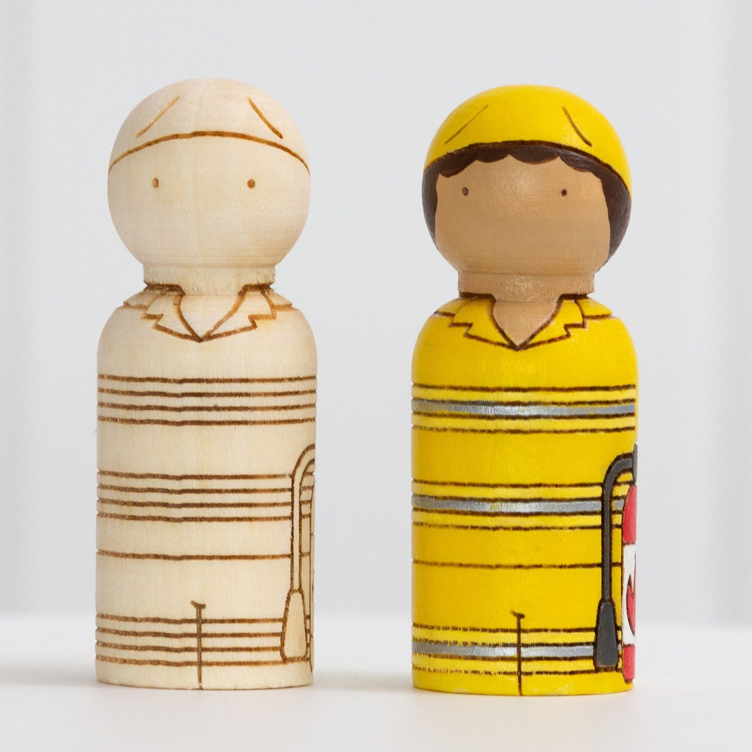 Peg Doll CFA Fire Fighter Wooden Montessori Craft Kit Learning Activity ...