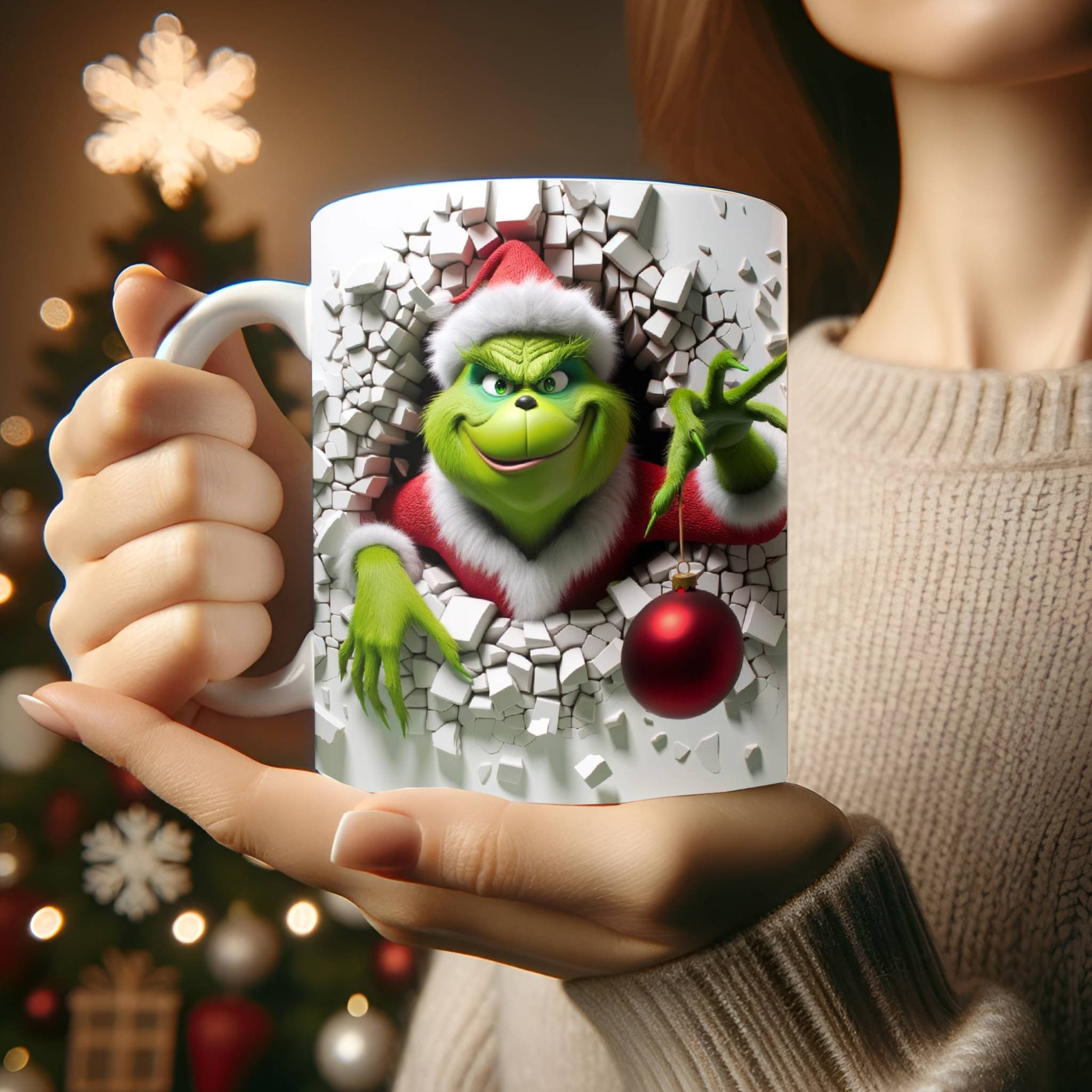 3D Grinch Mug Wrap 3D Mug Hole in the Wall 11oz 15oz Grinchmas - Etsy UK