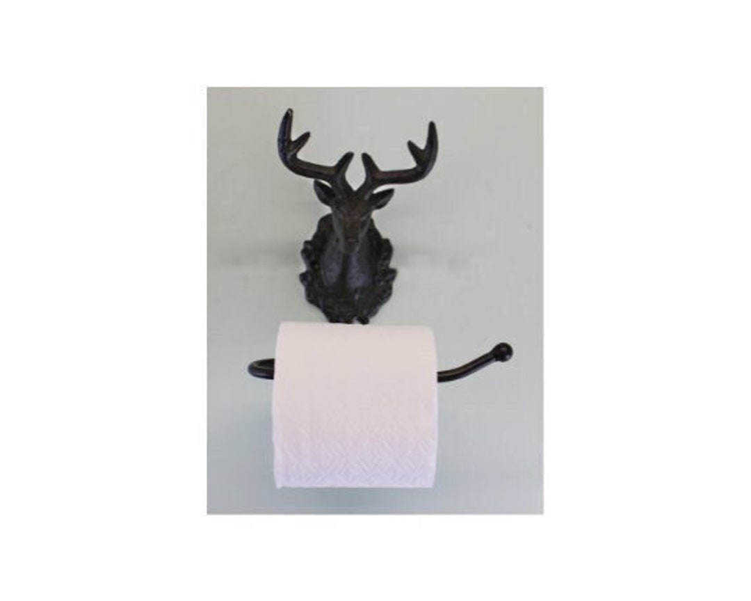 Toilet Roll Holder Cast Iron Rustic Stag Head Design - Etsy
