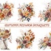 Autumn Floral Clipart, Flower Bouquet Digital Art, Boho Watercolor ...