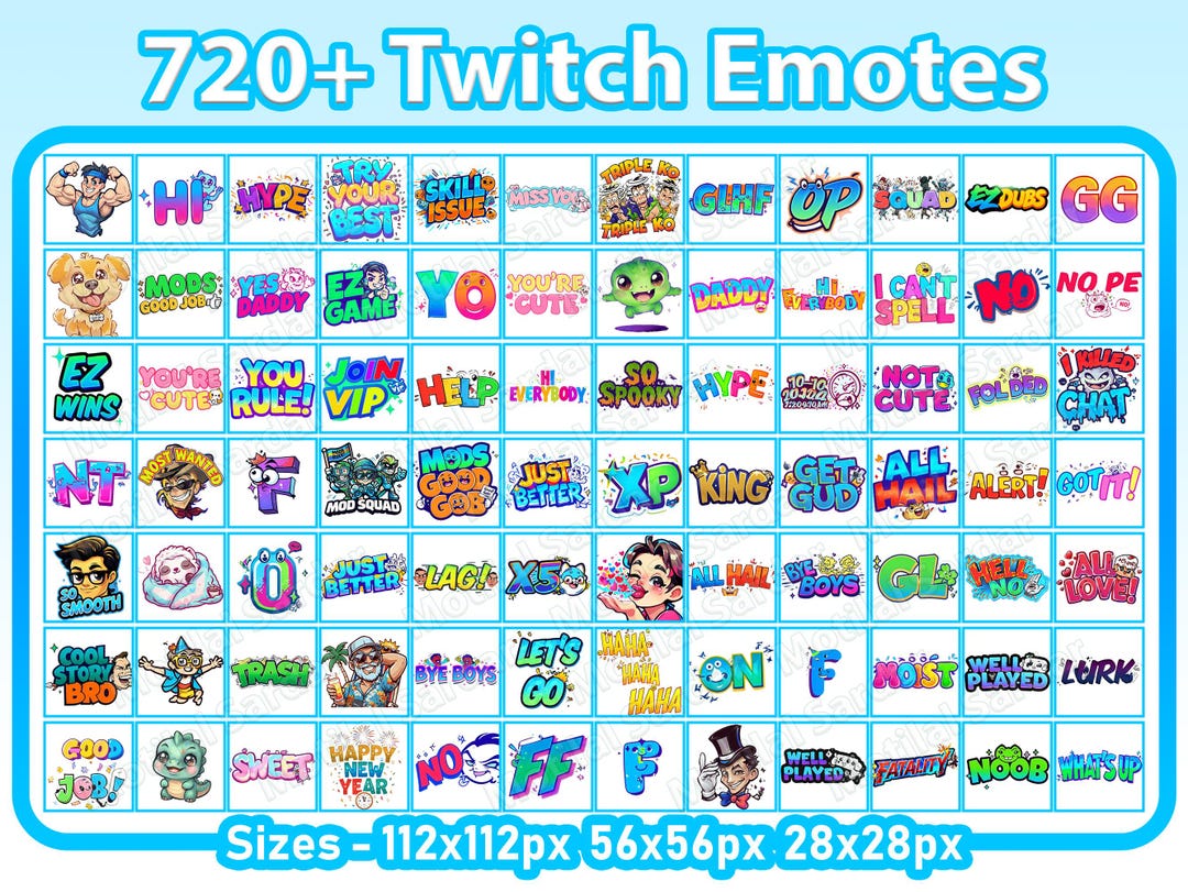 Ultimate 720 Text Emote Pack for Twitch Streamers Boost Your Chat ...