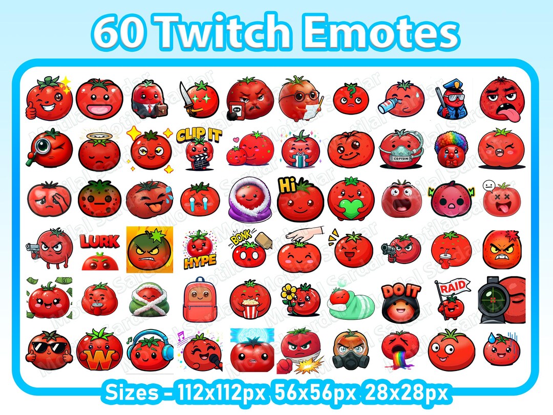 60 Tomato Emote Bundle Pack Cute & Fun Tomato-themed Twitch Emotes for ...