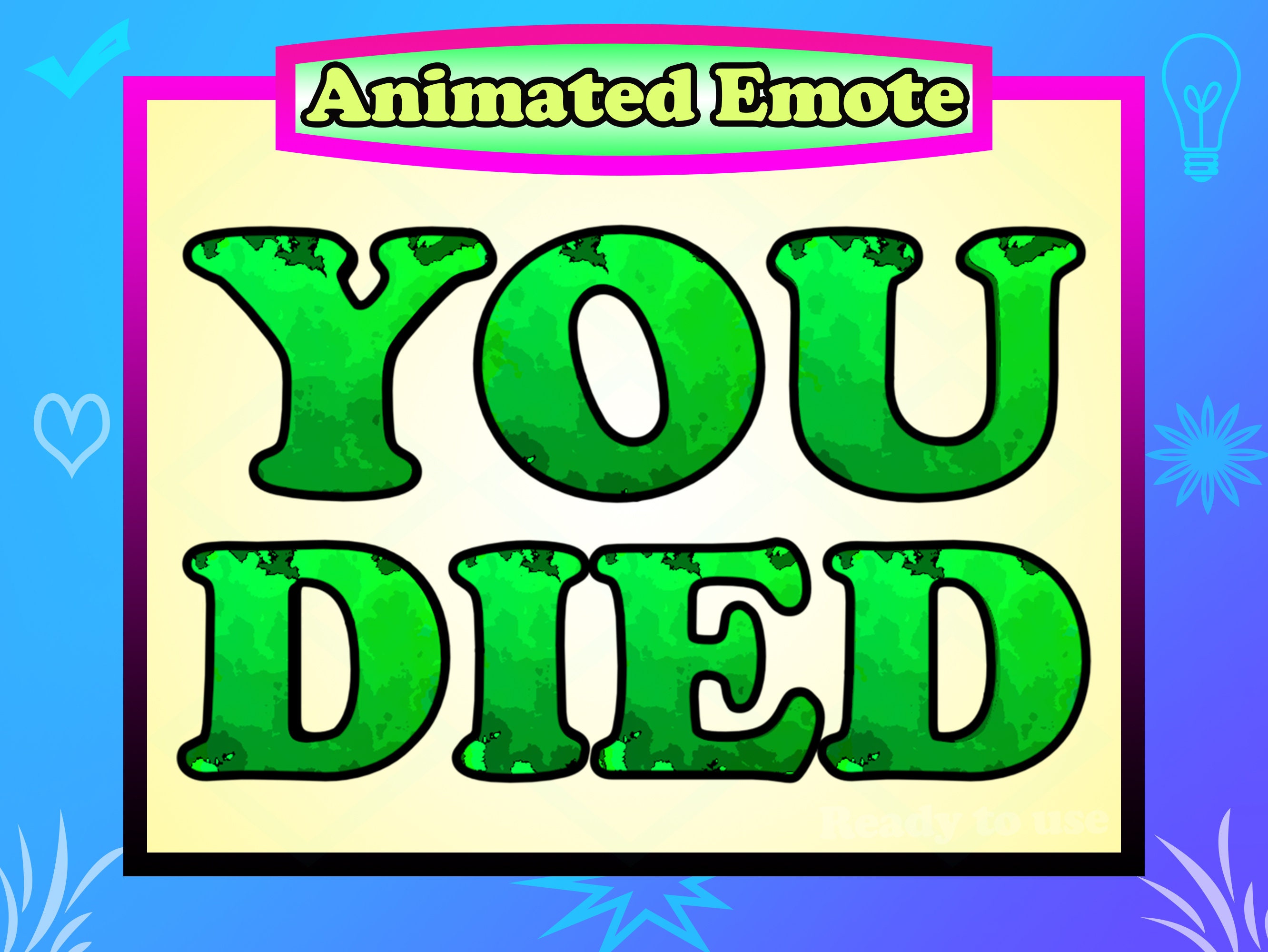 YOU DIED Animated Emote / Twitch Emote / You Died Text Emote /discord ...