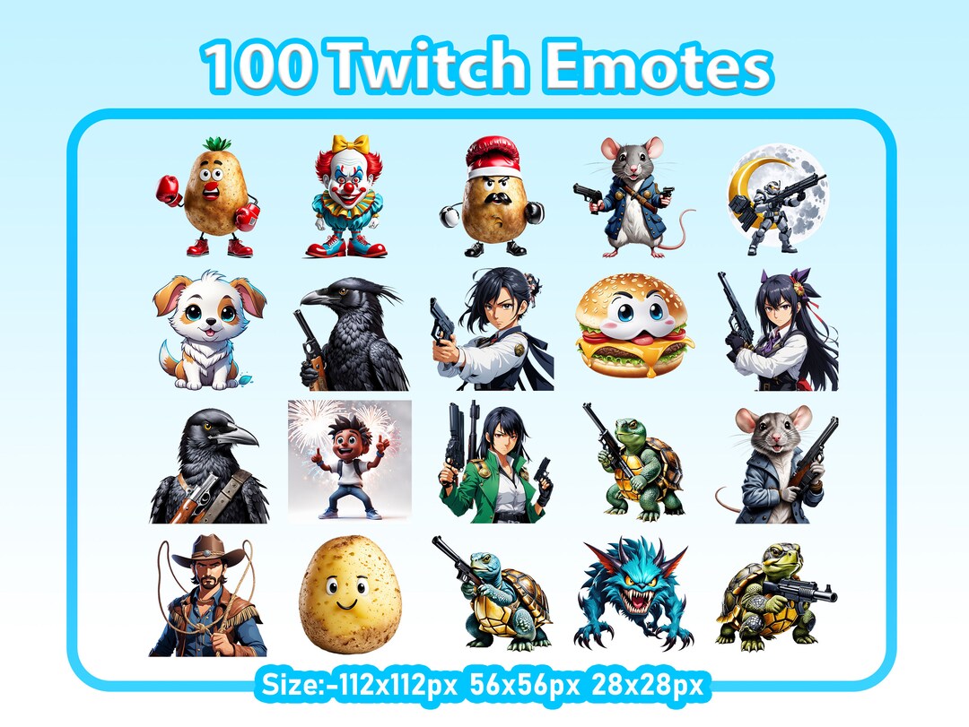 100x Emote Bundle /twitch Emote /discord Emote,digital, Instant ...