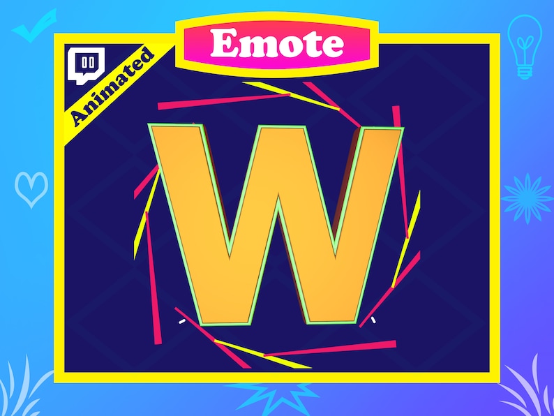 W Animated Emote / Twitch Emote / W Text Animated Emote /discord Emote ...