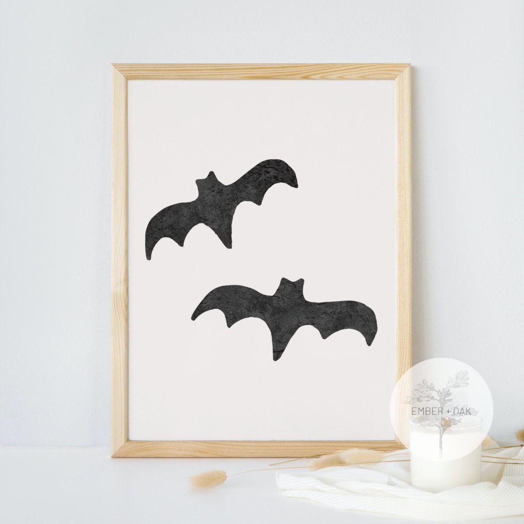 Pair of Bats + Modern Art Print | DIGITAL DOWNLOAD | Halloween | Spooky ...