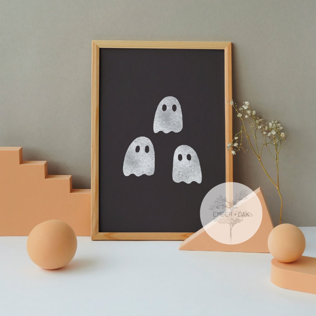 Black + White Ghost Trio Art Print | DIGITAL DOWNLOAD | Halloween ...