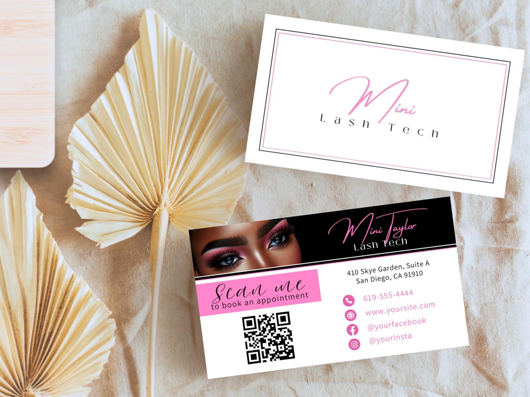 Editable Beauty Salon Lash Tech Business Card Template Modern DIY Lash ...
